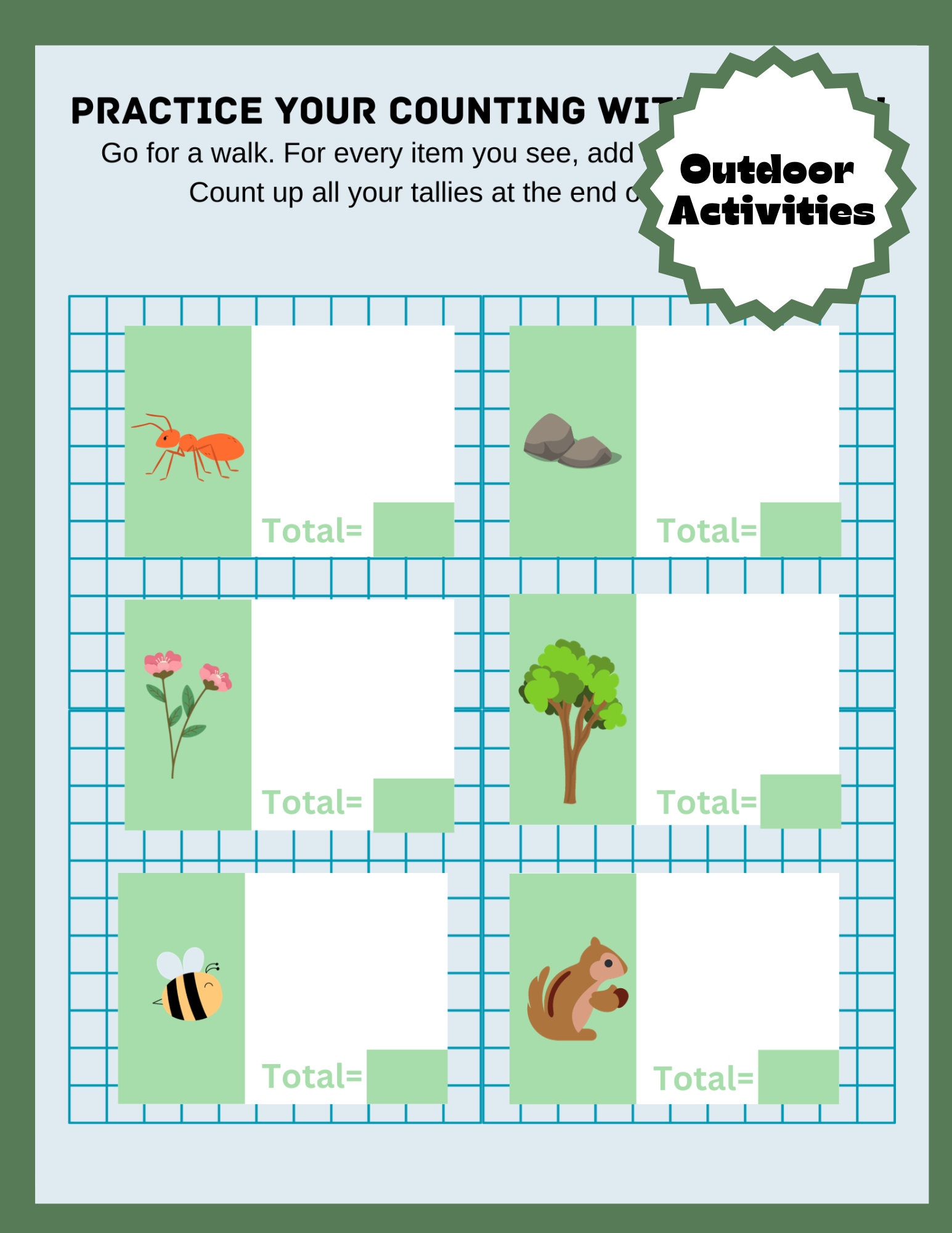 Outdoor Printable Toddler/ Kinder Activity Sheets - Etsy