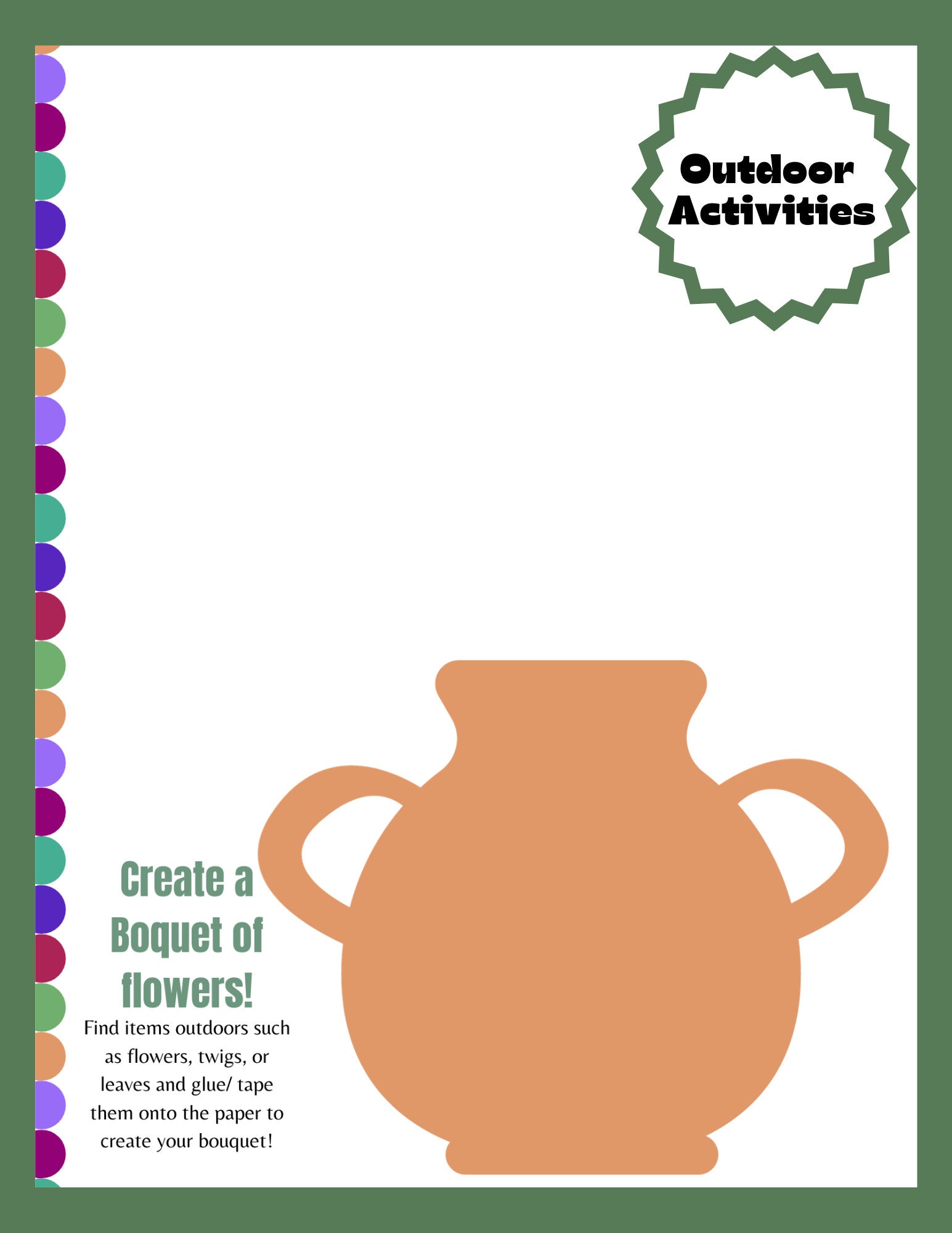 Outdoor Printable Toddler/ Kinder Activity Sheets - Etsy