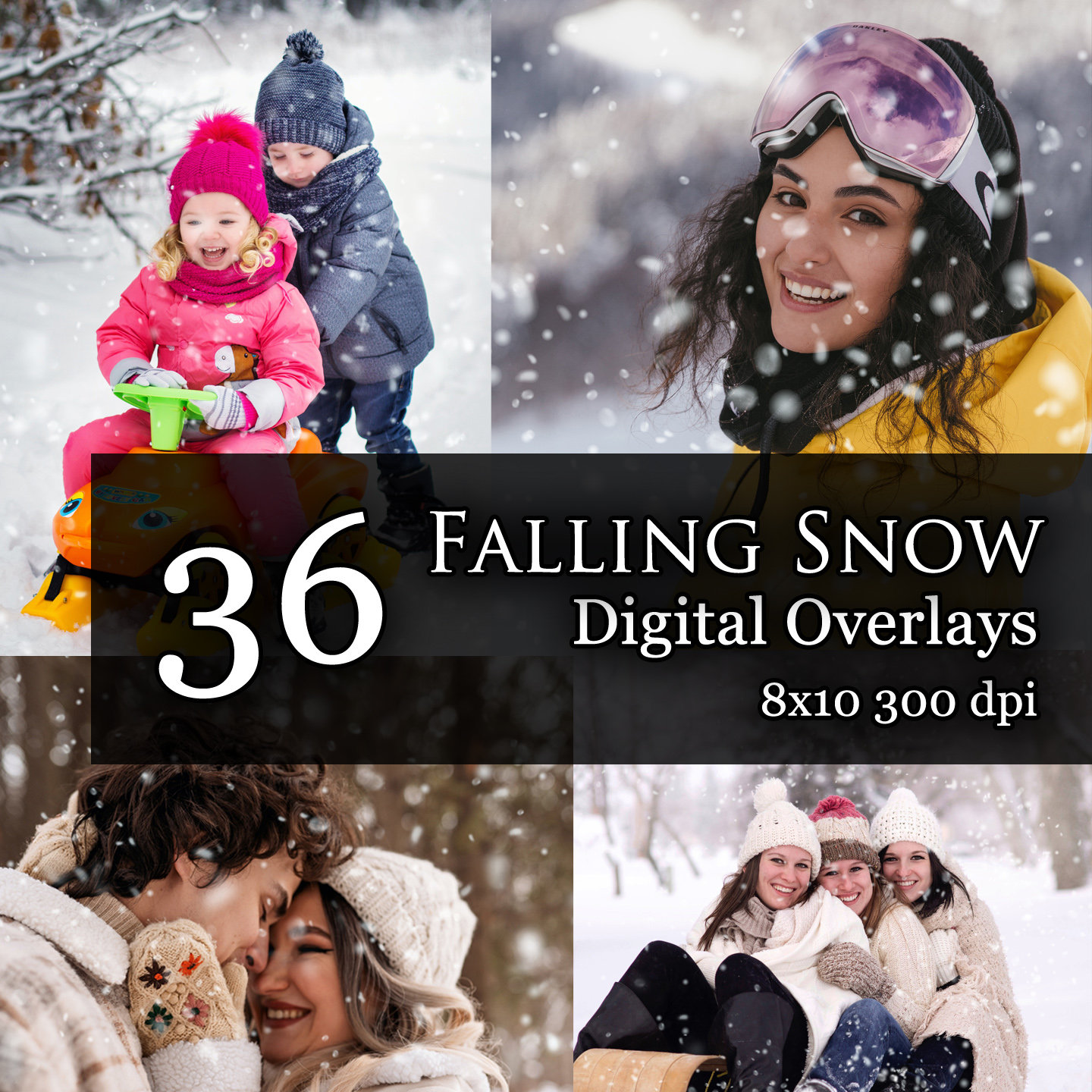 36 Falling Snow Overlays, Snow Photoshop Overlays, Winter Overlays ...