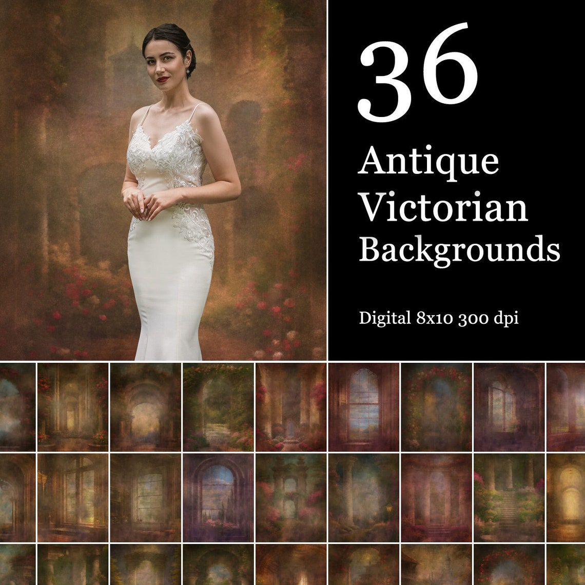 36 Victorian Digital Backdrops, Antique Portrait Backgrounds, Fancy ...