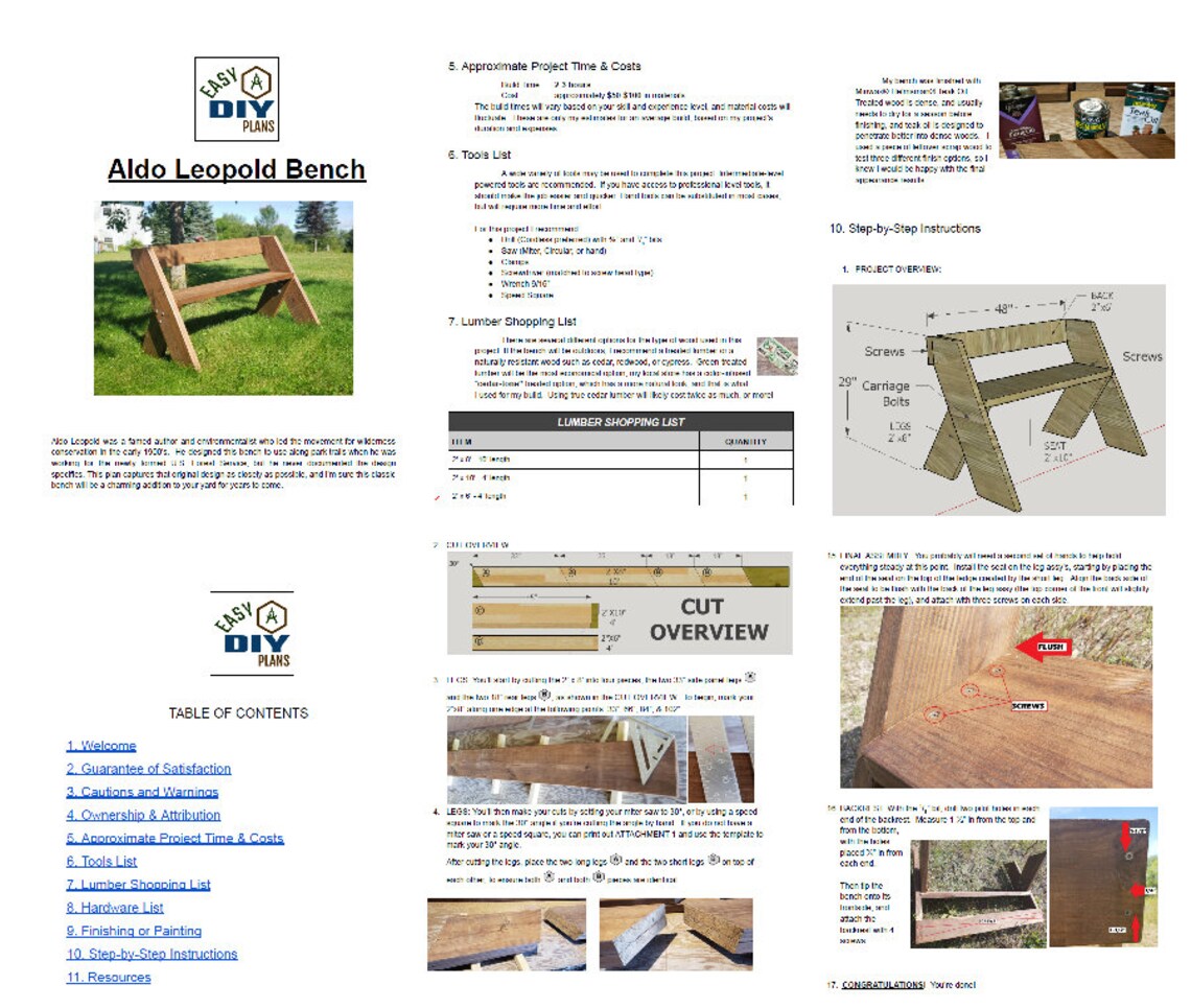 Digital Plans Aldo Leopold bench | Etsy