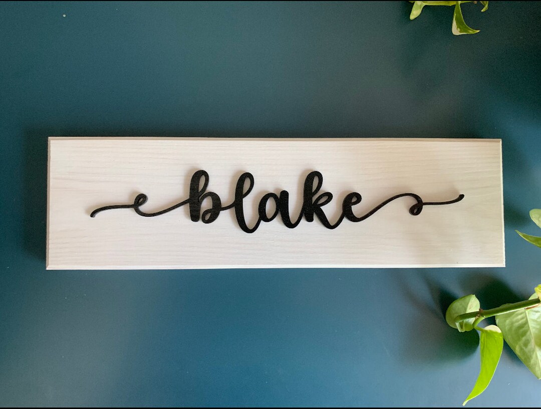 Custom NAME (lower Case) Laser Cut Wood on Beveled Edge, White-washed ...