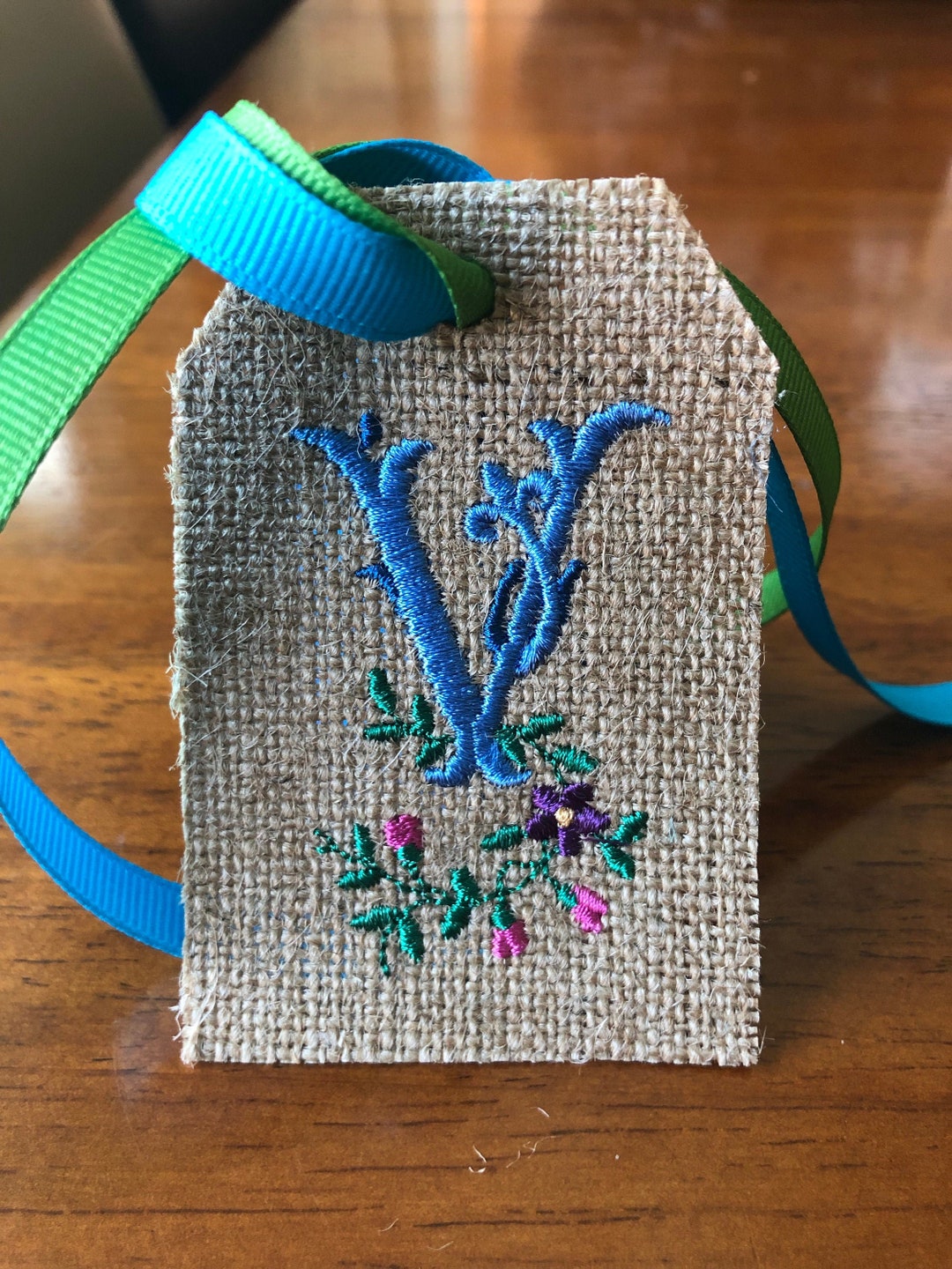 Embroidered Initial Gift Tag - Etsy