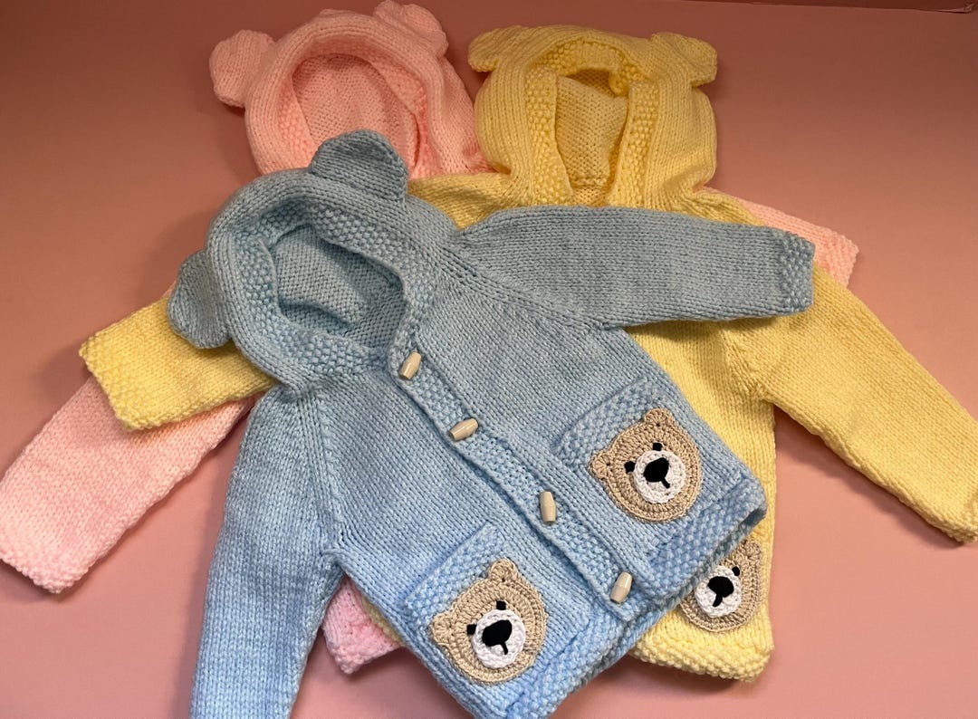 Handmade Knitted Baby Bear Jacket, Bear Baby Clothing, Bear Jacket for ...