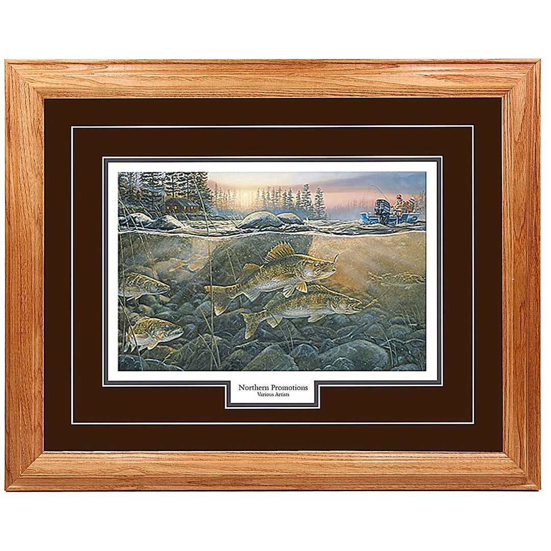 Walleye Fish Art Print, Light Oak Hardwood Frame, Fishing Decor - Etsy