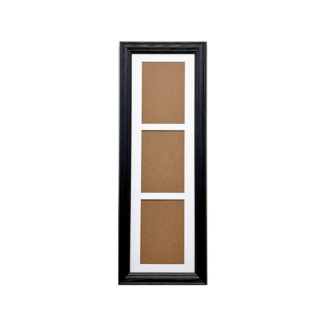 NEW! Custom 7" X 23" Photo Collage Frame - 3 Hole Openings for 5" X 7 ...