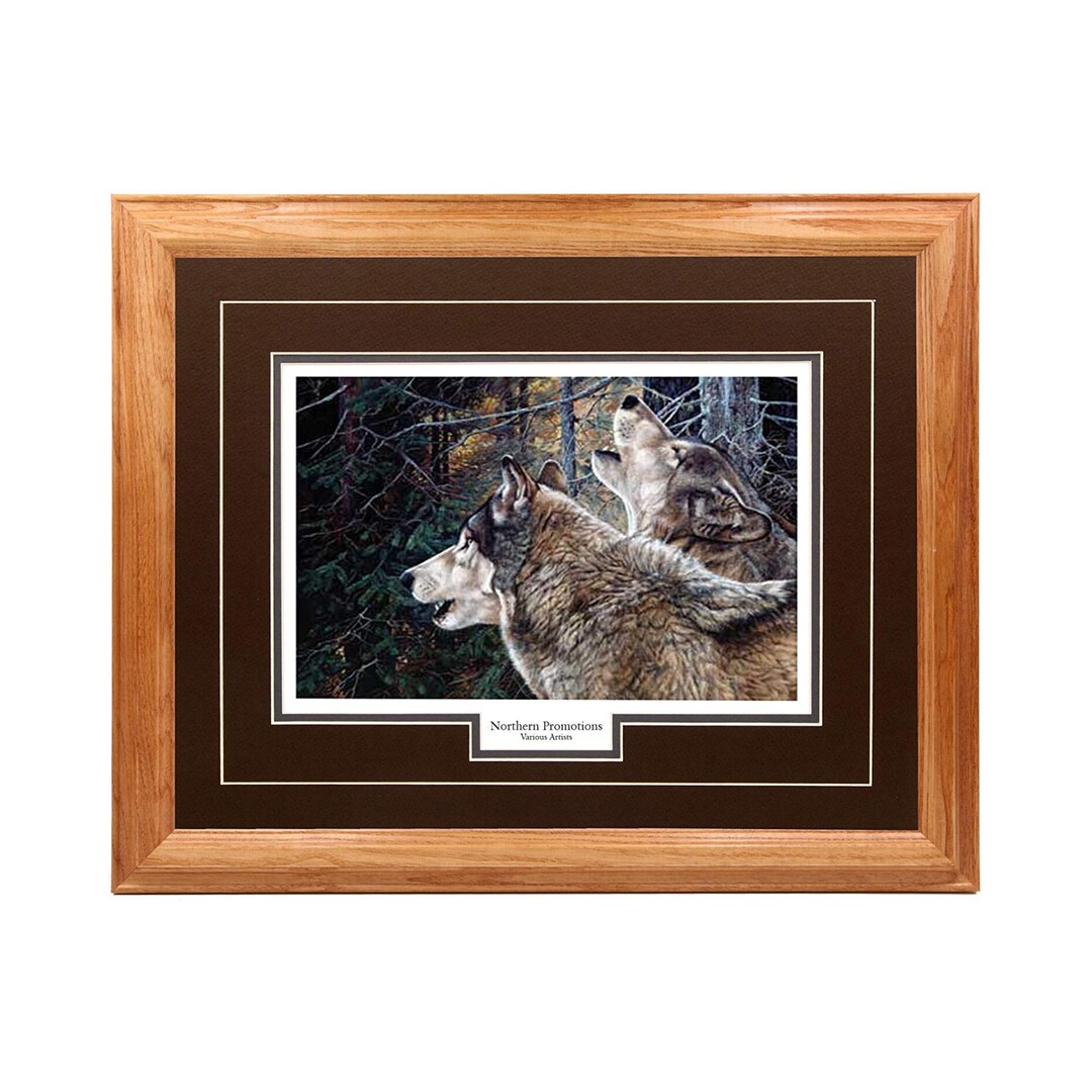 Howling Wolves Print - Hardwood Frame, Double Mat Wildlife Art - Etsy