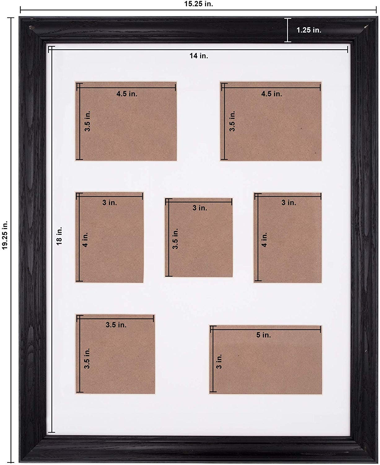 7 Hole Collage Picture Frame Holds 7 Photos Real Solid Hardwood in ...