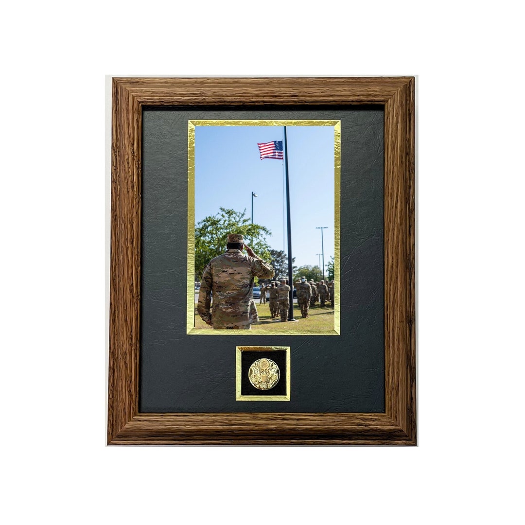 Army Custom US Military Photo Frame - 8" X 10" - Solid Red Oak - Real ...
