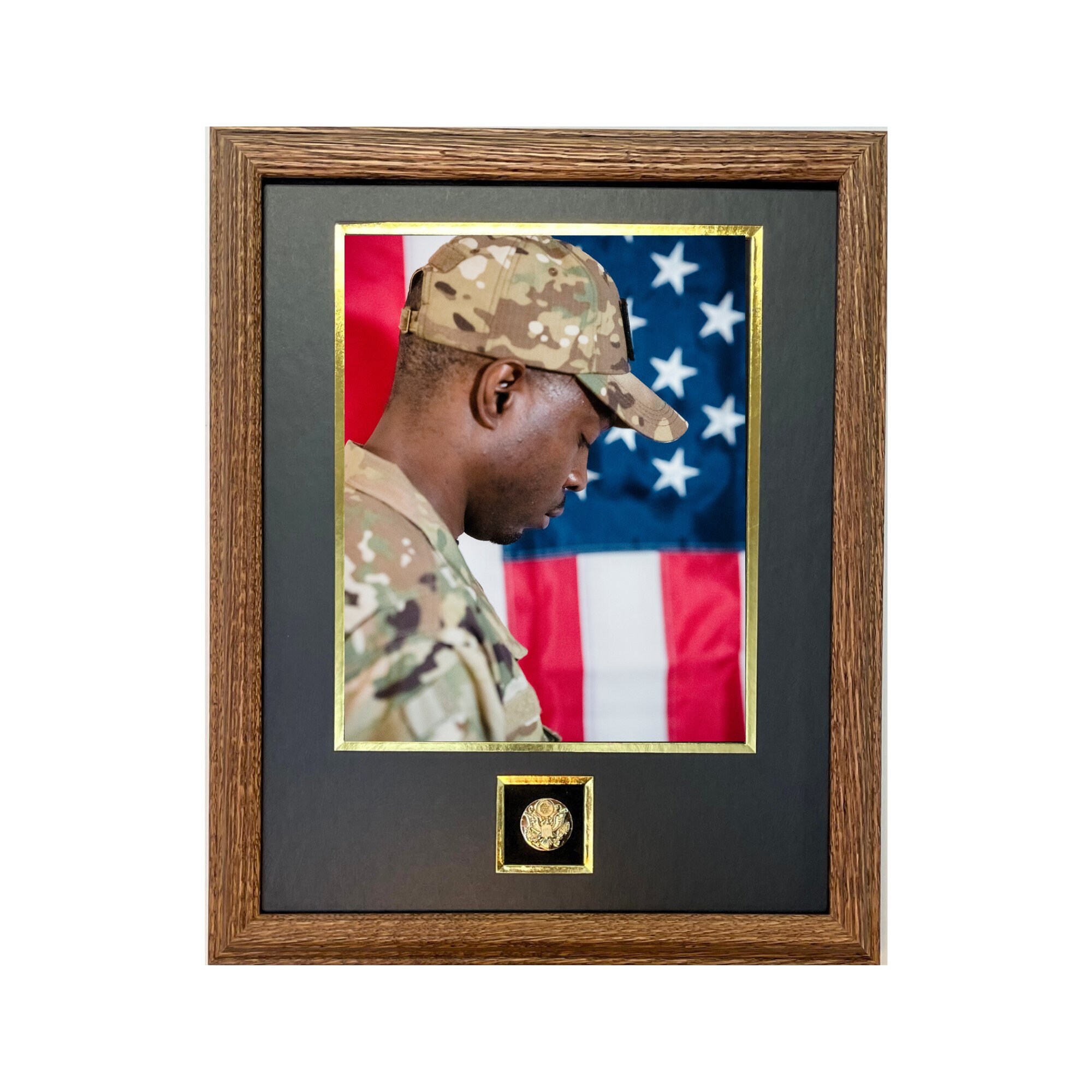US Army Custom Military Photo Frame 11 X 14 Solid Red Oak Real Hardwood ...
