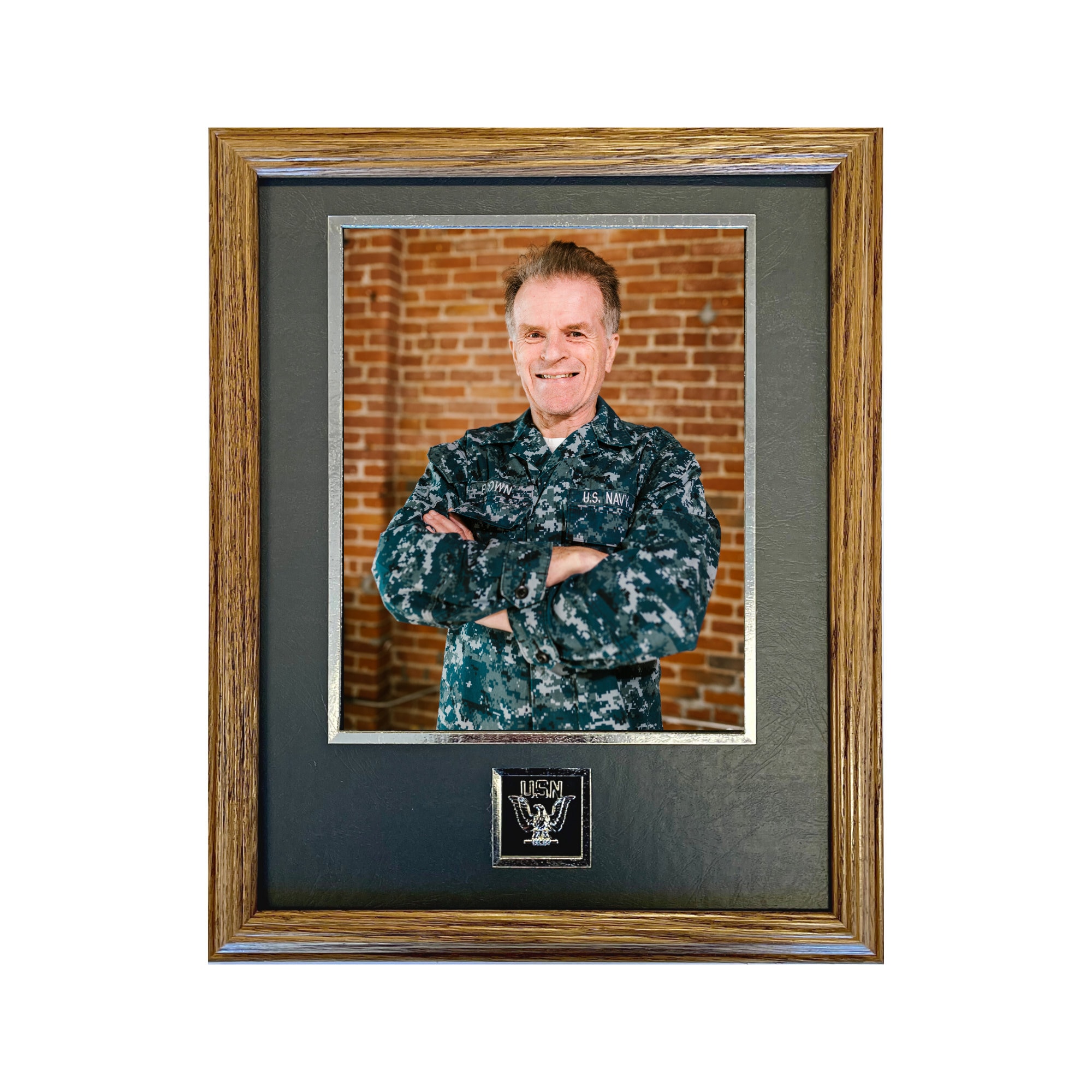 US Navy Insignia Photo Frame – Solid Oak, Military Gift, Plexi-glass ...