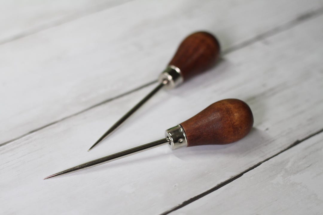 4.5” Awl Wood Handle | Bookbinding, Leather, Paper, Crafts Piercing ...