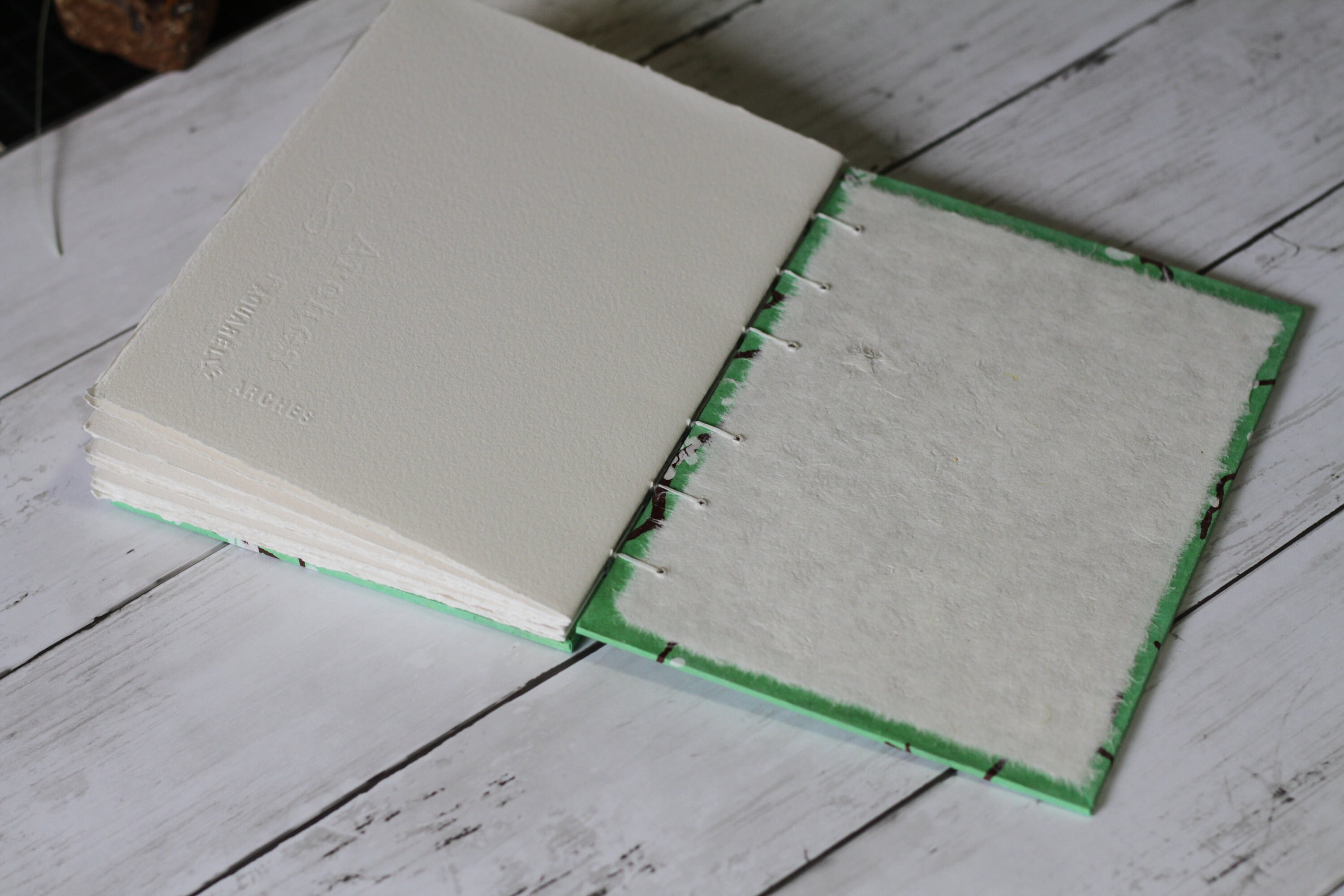 Handmade Watercolor Sketchbook Arches, Green Plum Blossom - Etsy