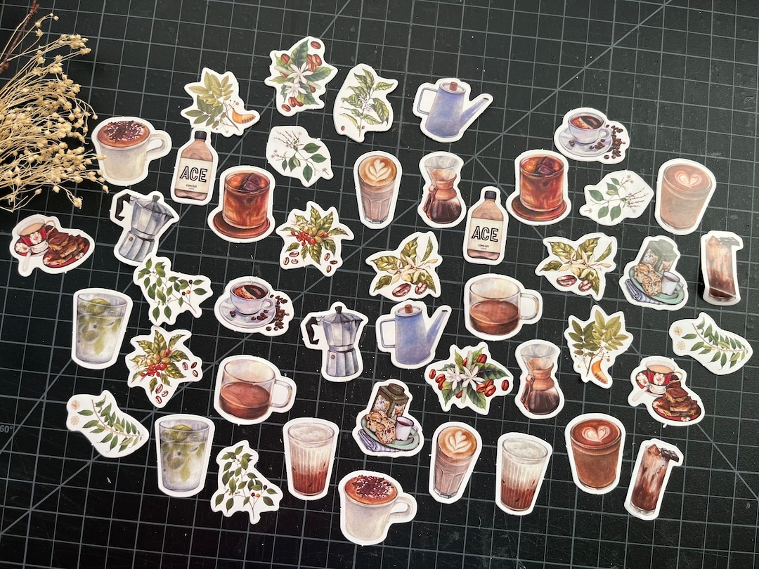 Coffee Cafe Stickers | Scrapbooking and Journaling Supplies - Etsy