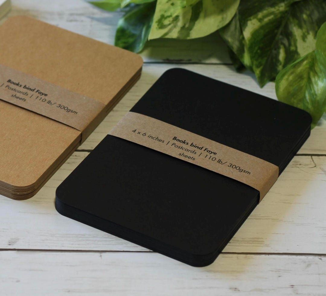 20 Black Postcards (110lb) - 4x6 Square or Rounded, Blank Black ...