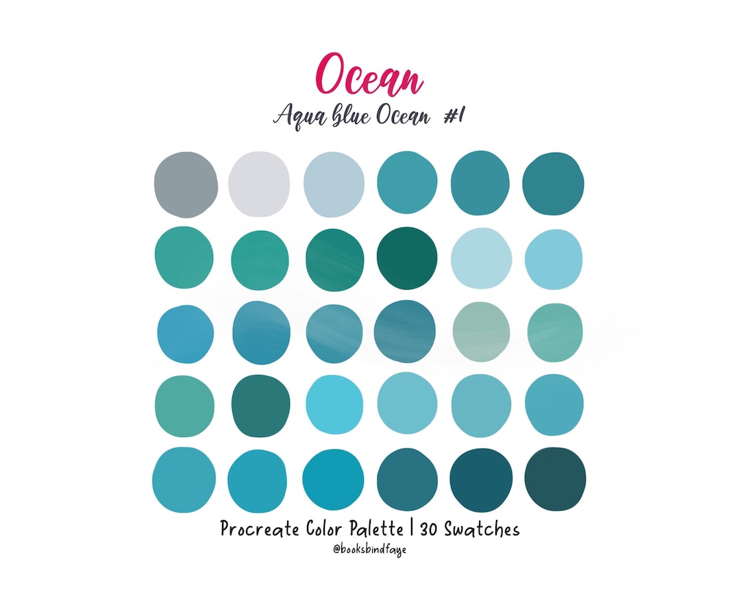Aqua Ocean Procreate Color Palette: 30 Swatches (digital Download) - Etsy