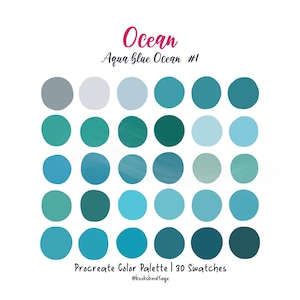 Aqua Blue Ocean - Procreate Color Palette | Digital Procreate Tools ...