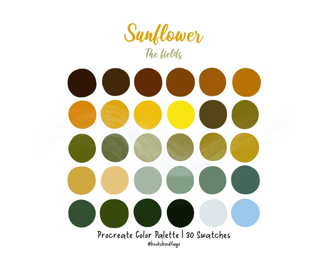 Sunflower - Procreate Color Palette | Digital Procreate Tools, INSTANT ...