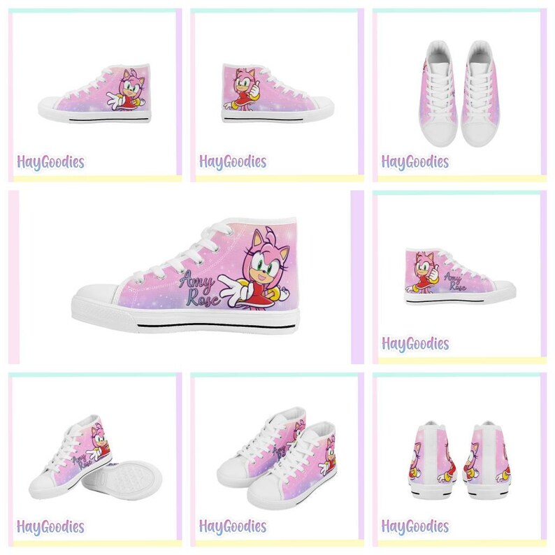 Custom made Amy Rose canvas cute white pink shoes boys girls | Etsy