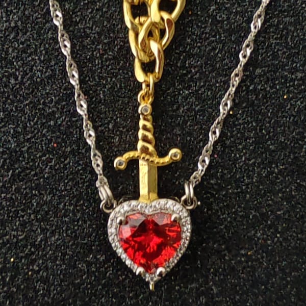 Heart and Sword Necklace - Etsy