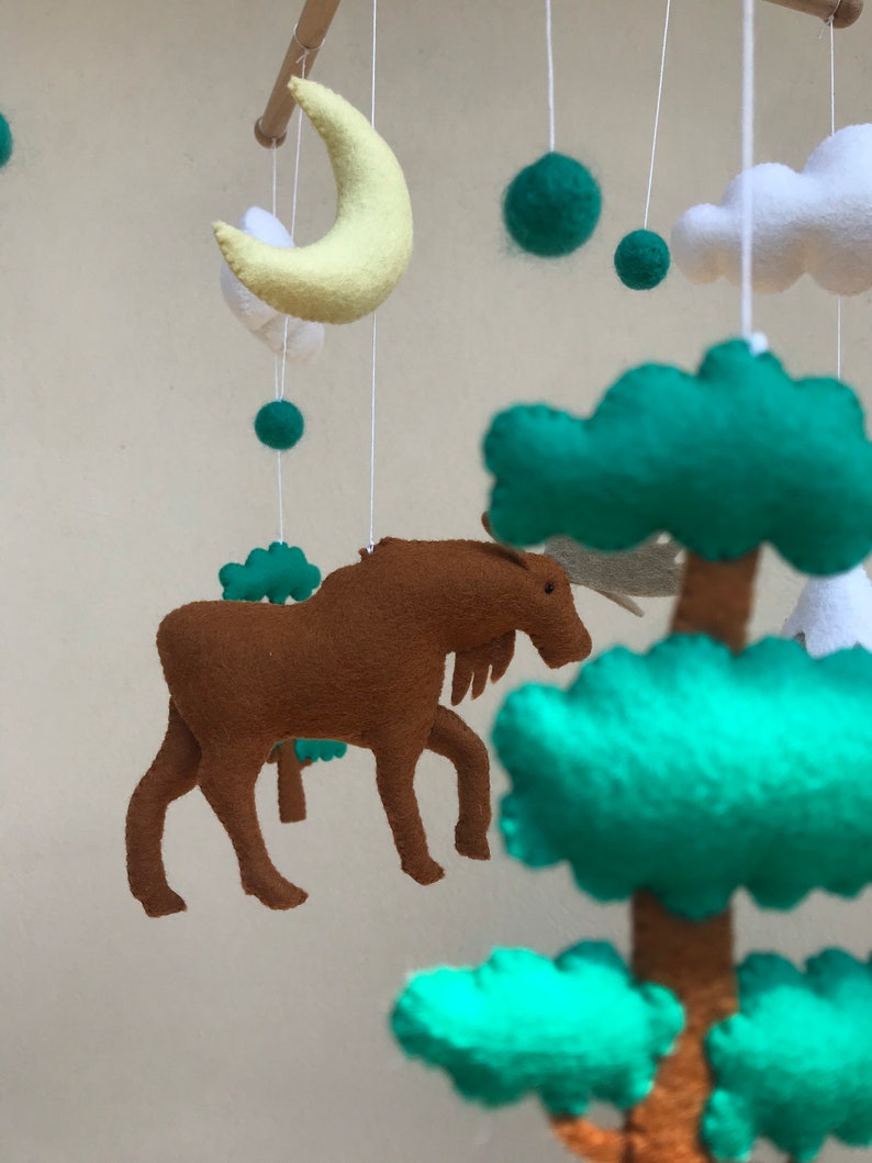 Woodland Mobile Moose Mobile Mobile Nursery Mountain - Etsy