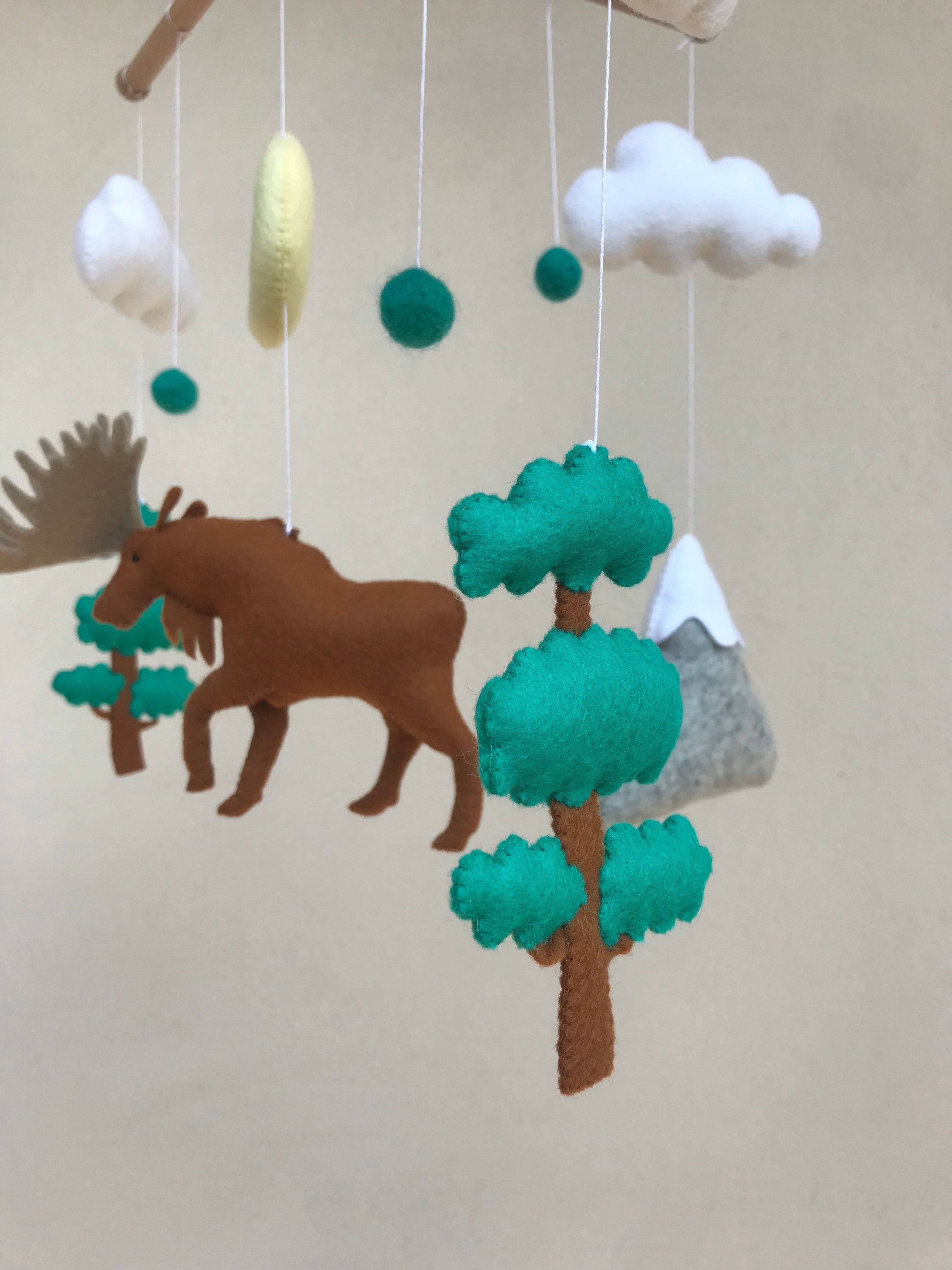 Woodland mobile Moose mobile Mobile nursery Mountain | Etsy