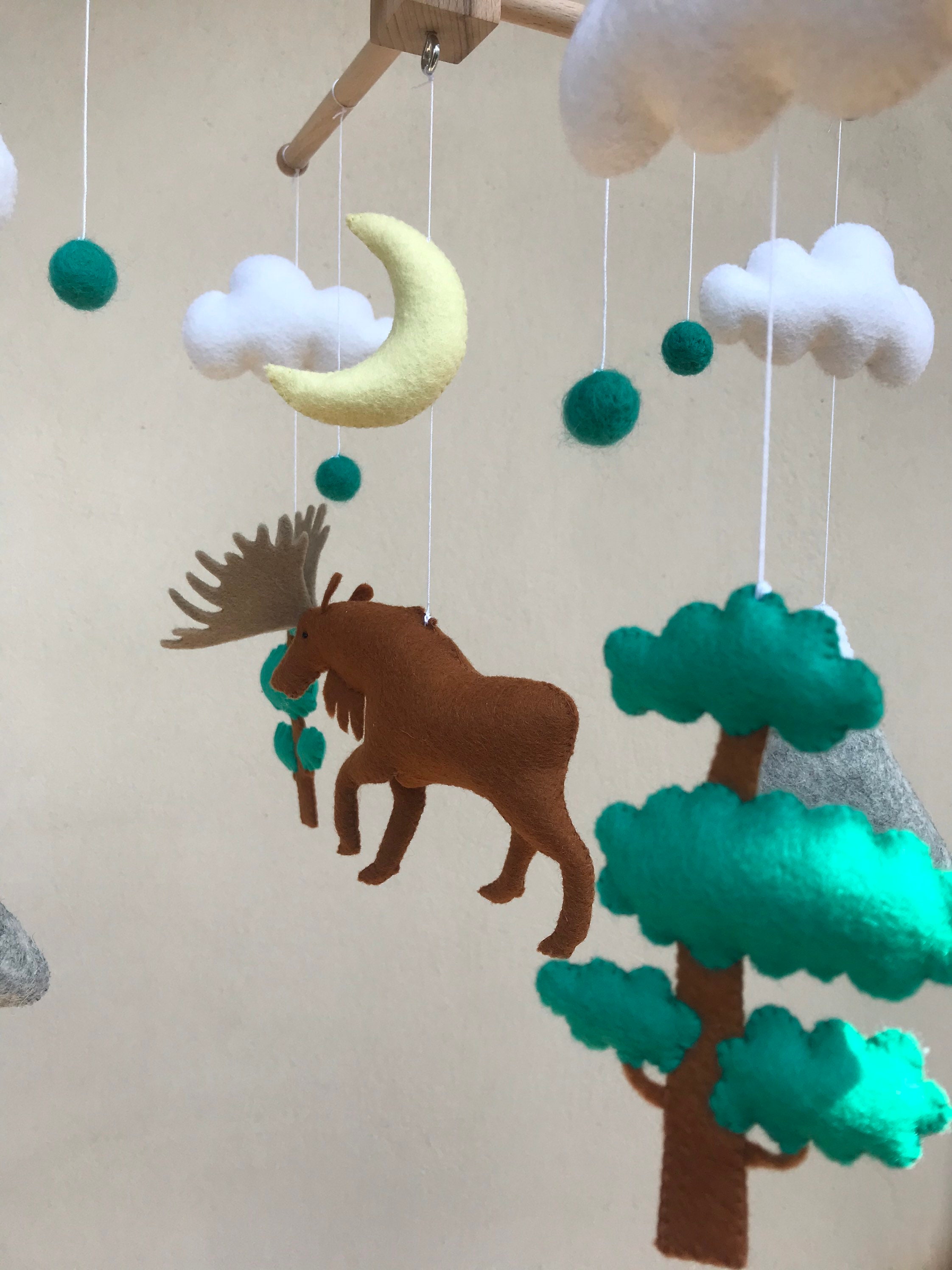 Woodland mobile Moose mobile Mobile nursery Mountain | Etsy