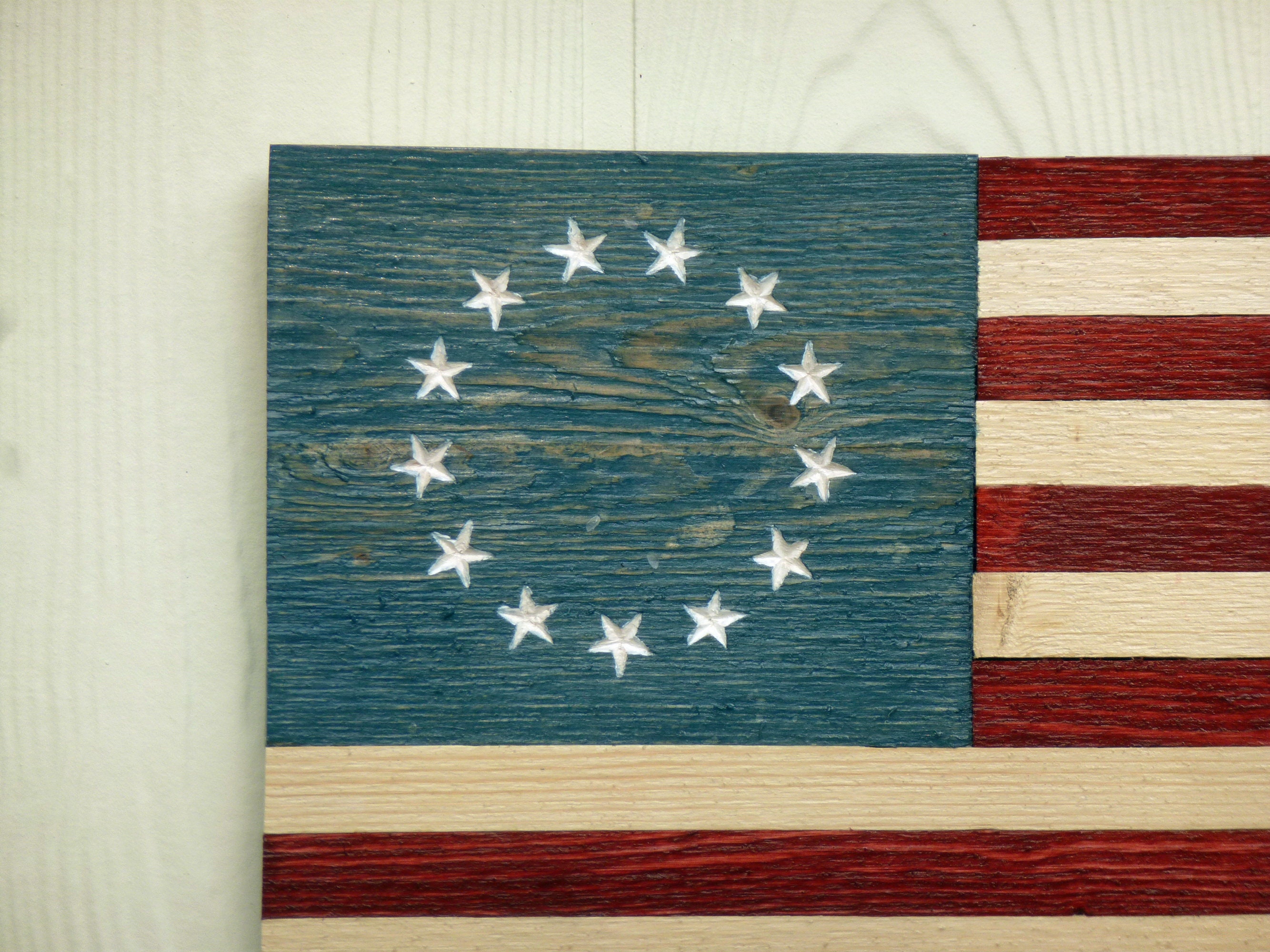Handmade Wood American Flag Wooden Betsy Ross Flag Handcrafted Wood ...