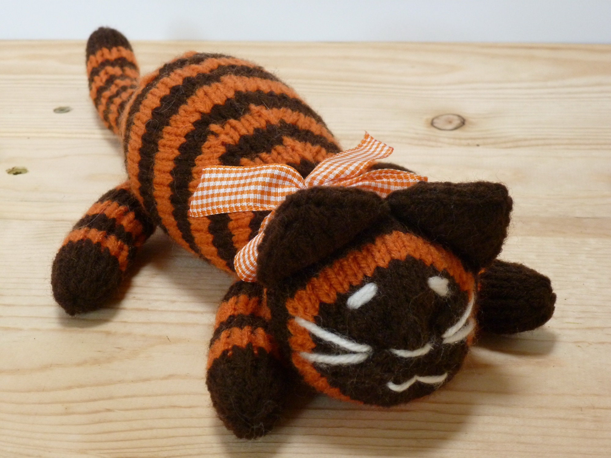 Handmade Tabby Cat Stuffed Animal American Made Toy Hand Knitted Cat ...