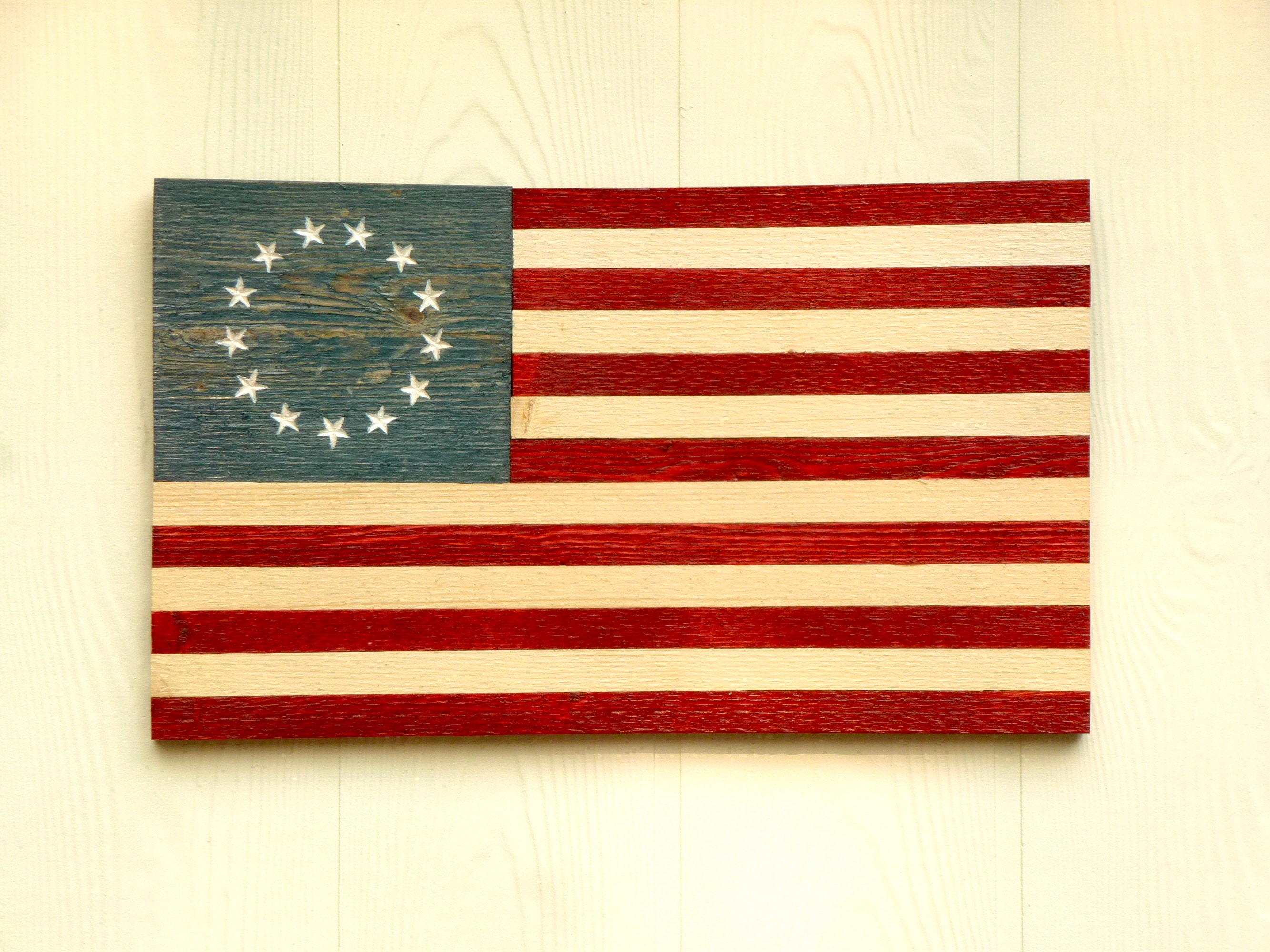 Handmade Wood American Flag Wooden Betsy Ross Flag Handcrafted Wood ...