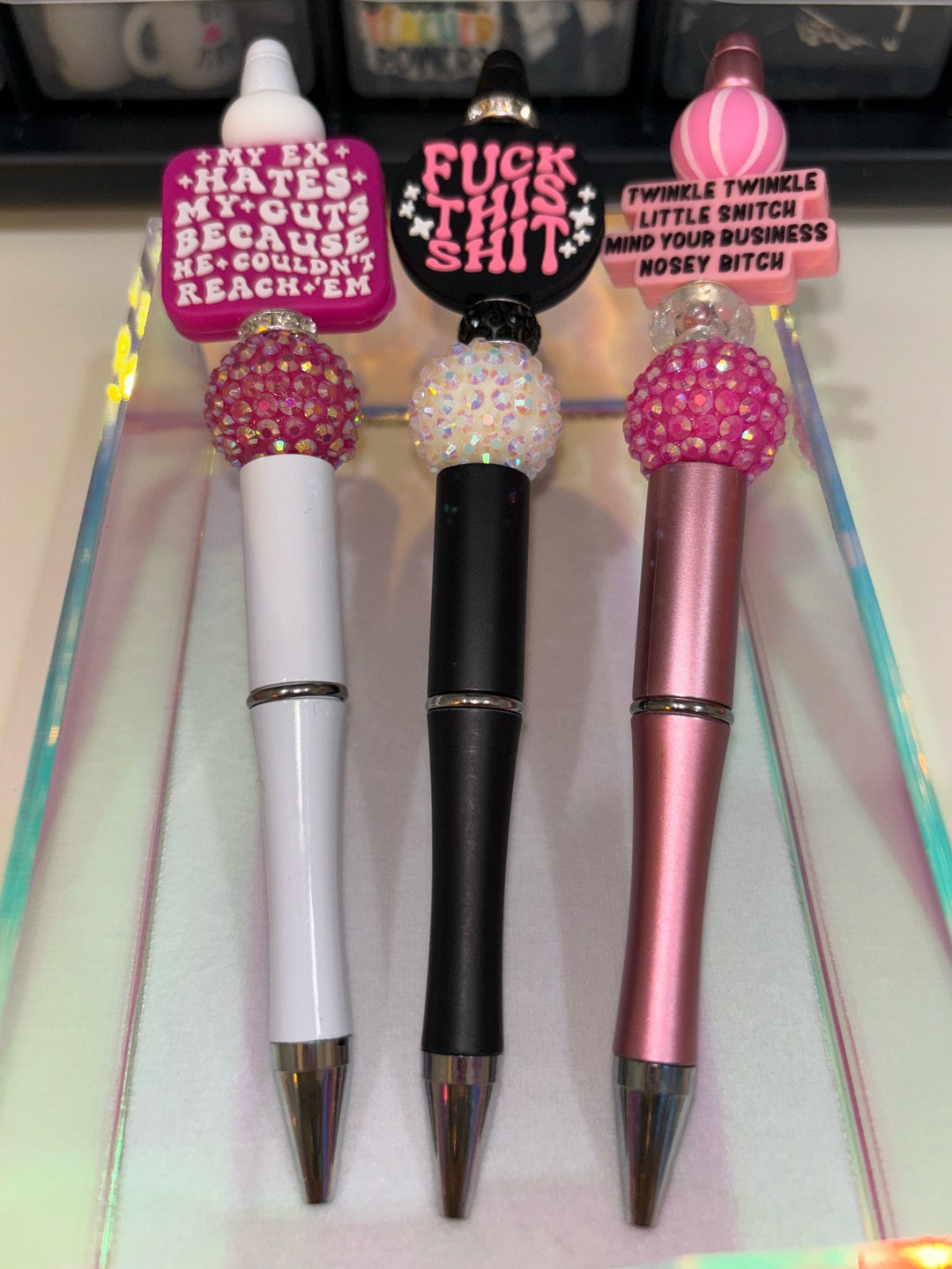 Cute/funny Pink Glittery Pens - Etsy