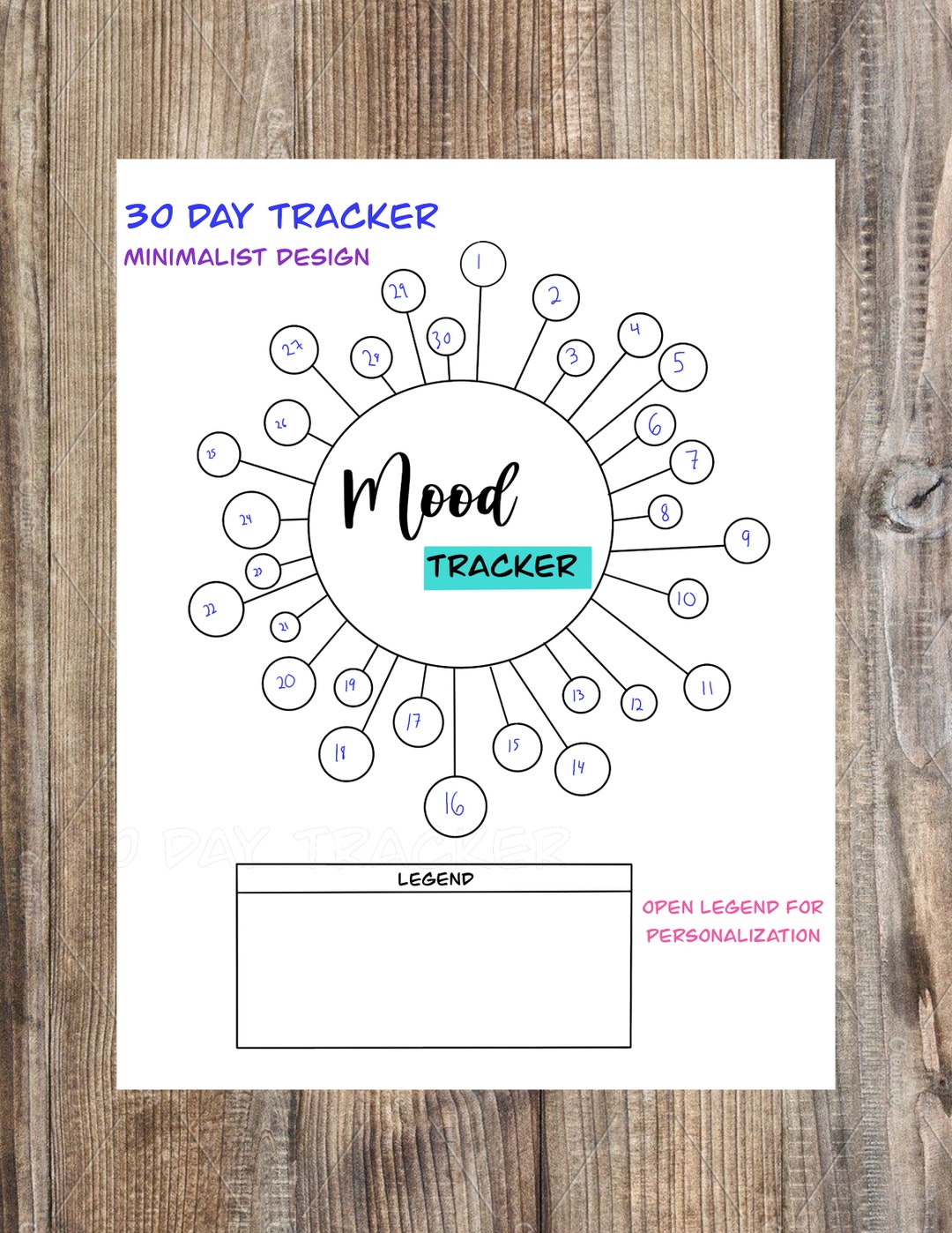 30 Day Mood Tracker - Digital/bullet Journaling Download - Etsy