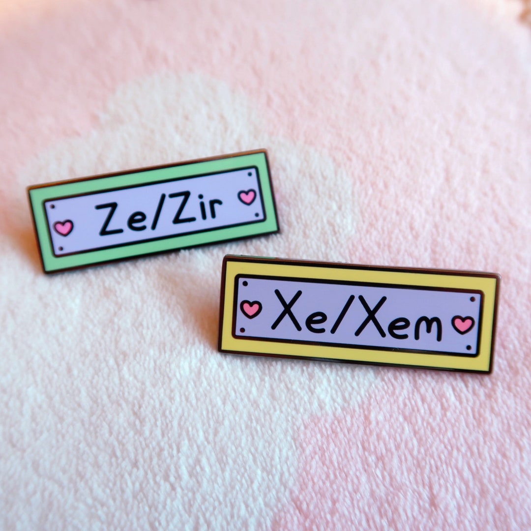 Ze/zir Xe/xem Pronoun Pins // Neopronouns Kawaii Enamel - Etsy