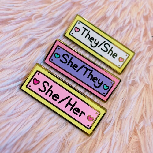 He/it They/it She/it Pronoun Pins // Kawaii Enamel - Etsy