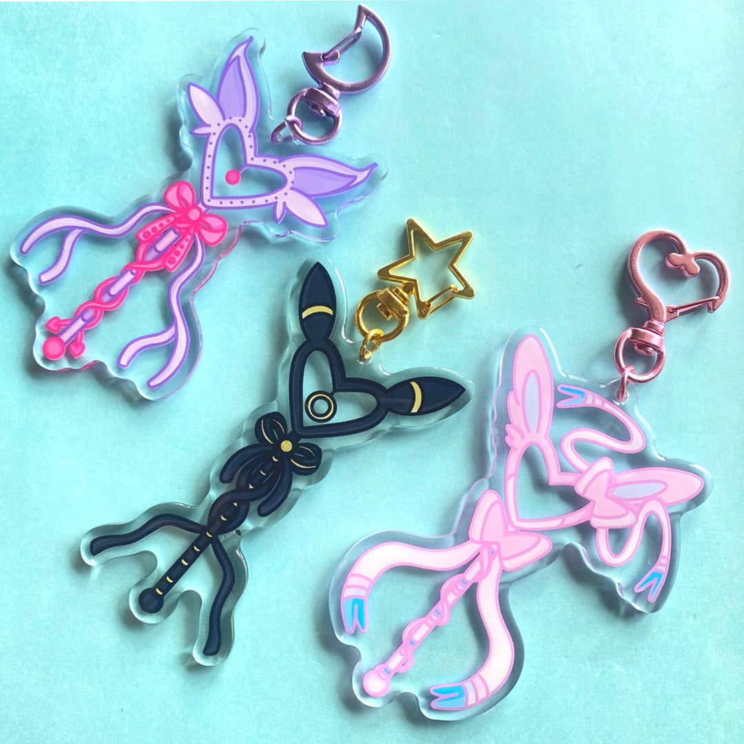 Sylveon Espeon Umbreon Magical Wand Charm Keyring // Kawaii Eeveelution ...