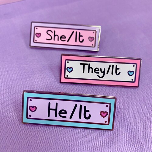 He/it They/it She/it Pronoun Pins // Kawaii Enamel | Etsy