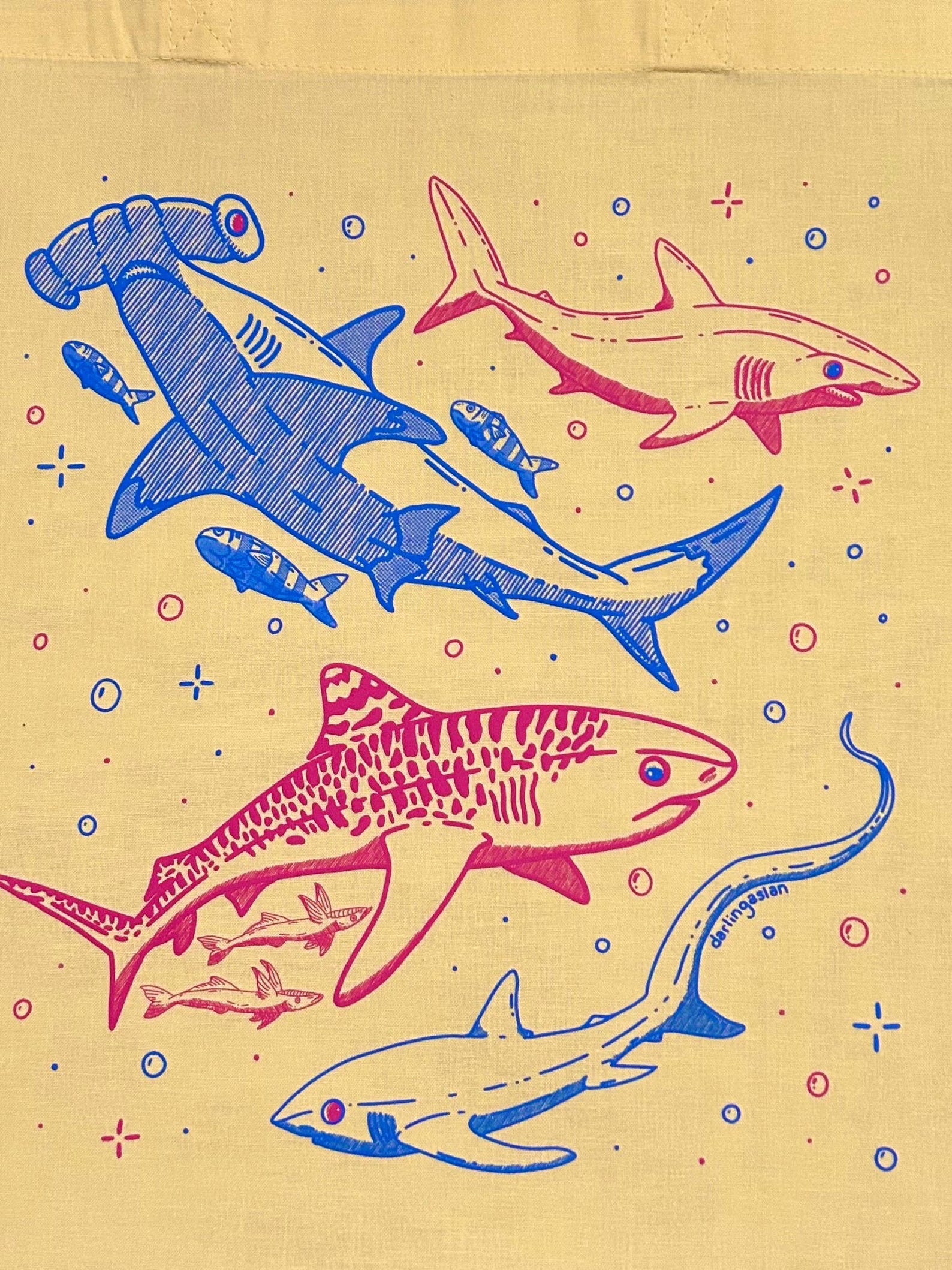 Shark Pilot Fish Remora Totebag // Kawaii Kidcore Pastel - Etsy