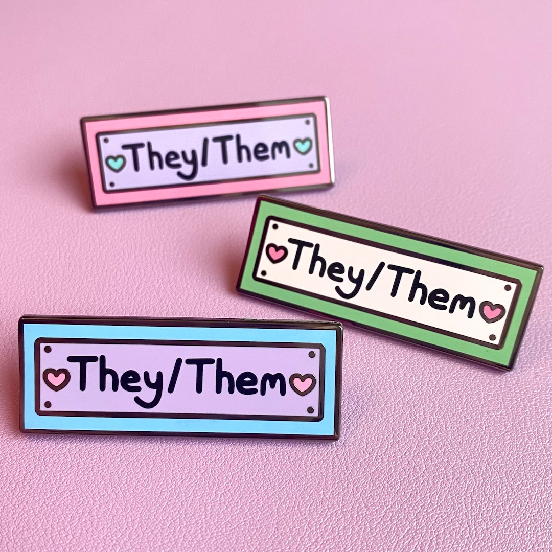 They/them Pronoun Pins // Kawaii Enamel - Etsy