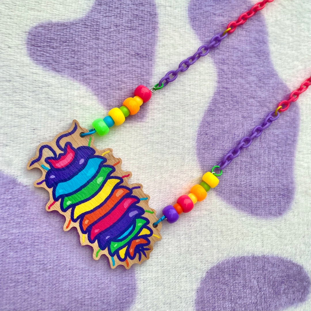Rainbow Woodlouse Isopod Kawaii Necklace // Kidcore Decora Bugcore - Etsy