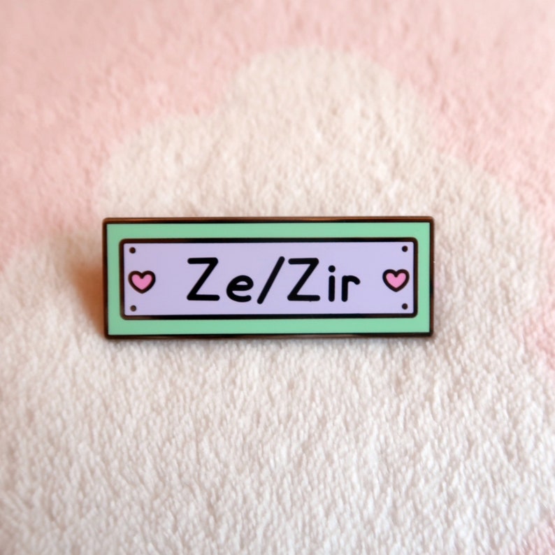 Ze/zir Xe/xem Pronoun Pins // Neopronouns Kawaii Enamel - Etsy