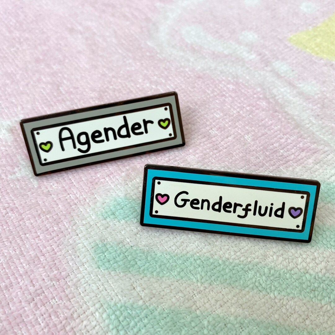Genderfluid Agender Kawaii Enamel Pins - Etsy