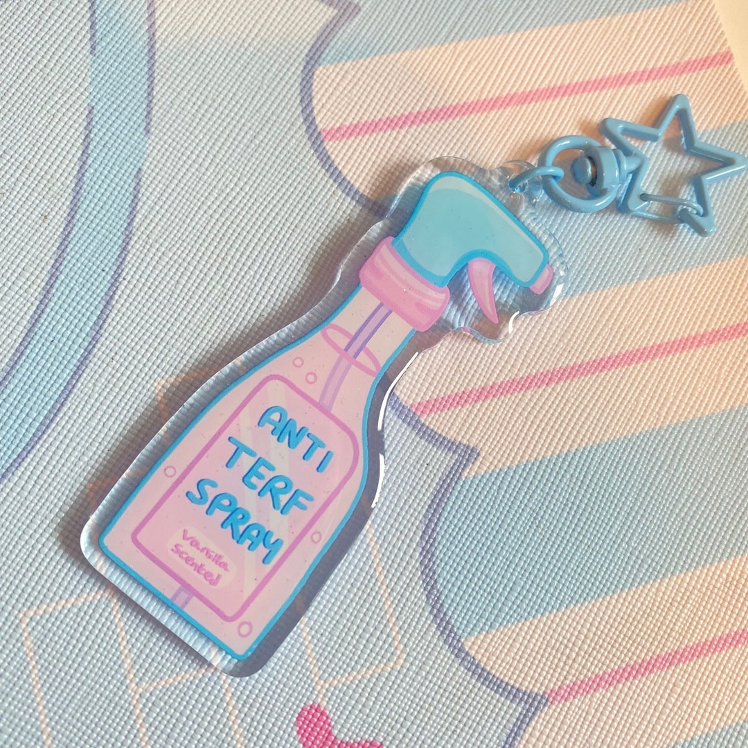 Anti-terf Spray Keyring Charm // Trans LGBTQ Kawaii Pastel - Etsy