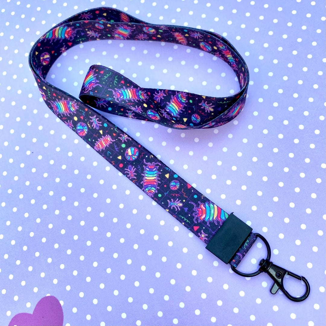 Rainbow Woodlouse Isopod Ant Lanyard // Arcade 80s Retro Carpet - Etsy