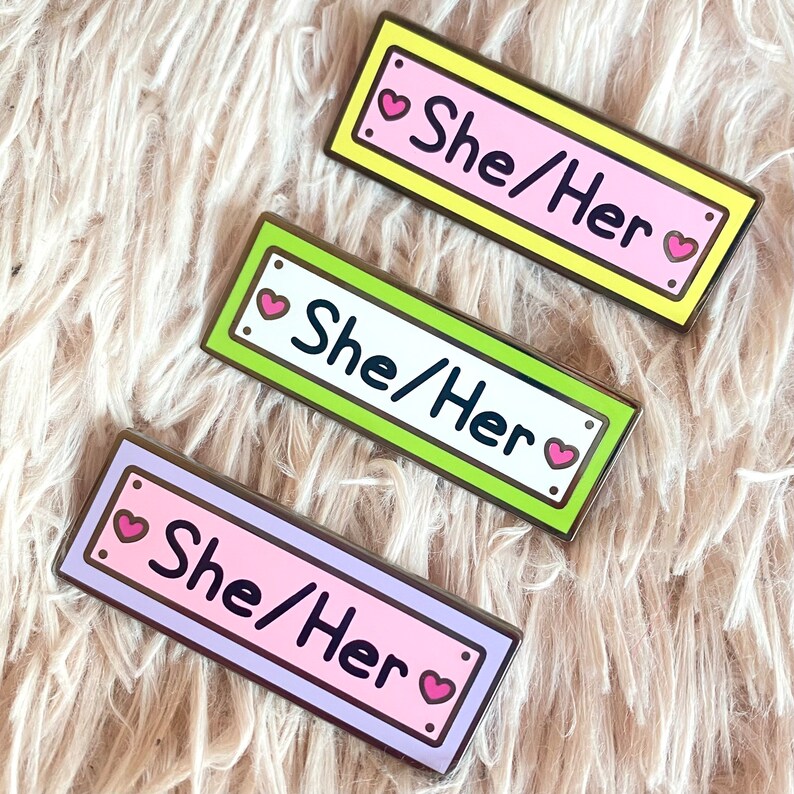 She/her Pronouns Pins // Kawaii Enamel - Etsy