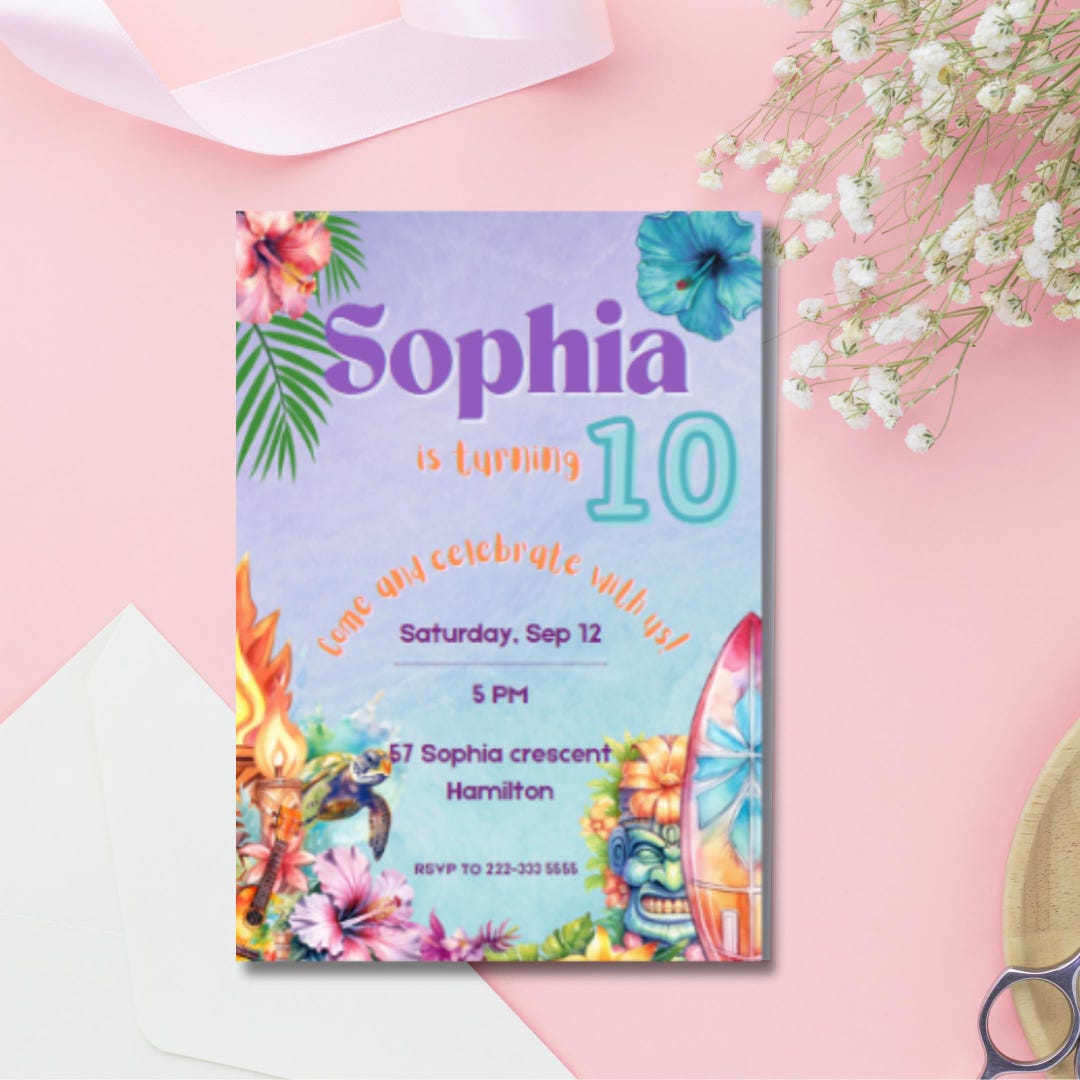 Tropical Paradise Birthday Invitation Template – Say Aloha to Your Next ...
