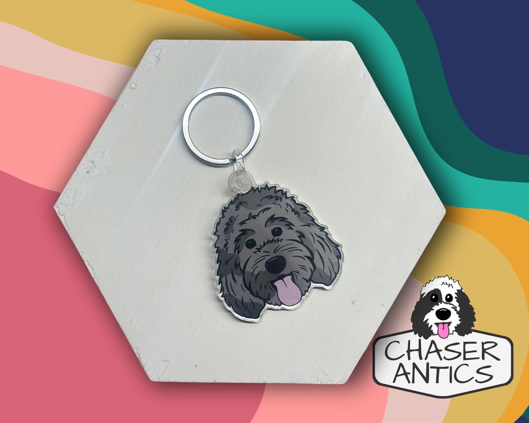 Keychain | Doodle (#44) | Sheepadoodle Goldendoodle | Handmade | 2 in ...