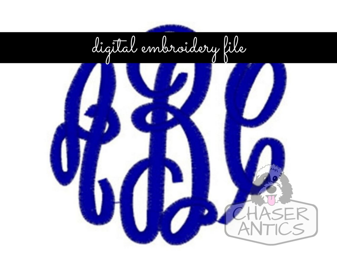XL Large Script Monogram Embroidery Font Design PES DST | Etsy