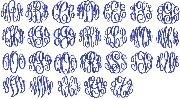 XL Large Script Monogram Embroidery Font Design PES DST | Etsy