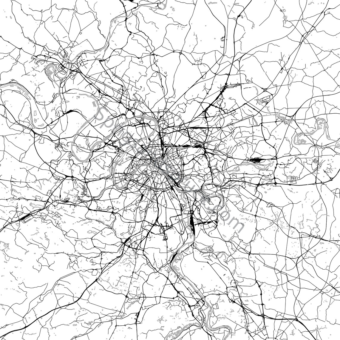 Paris Skyline and Map Line Art, Paris Wall Art, Skyline Print, Paris ...