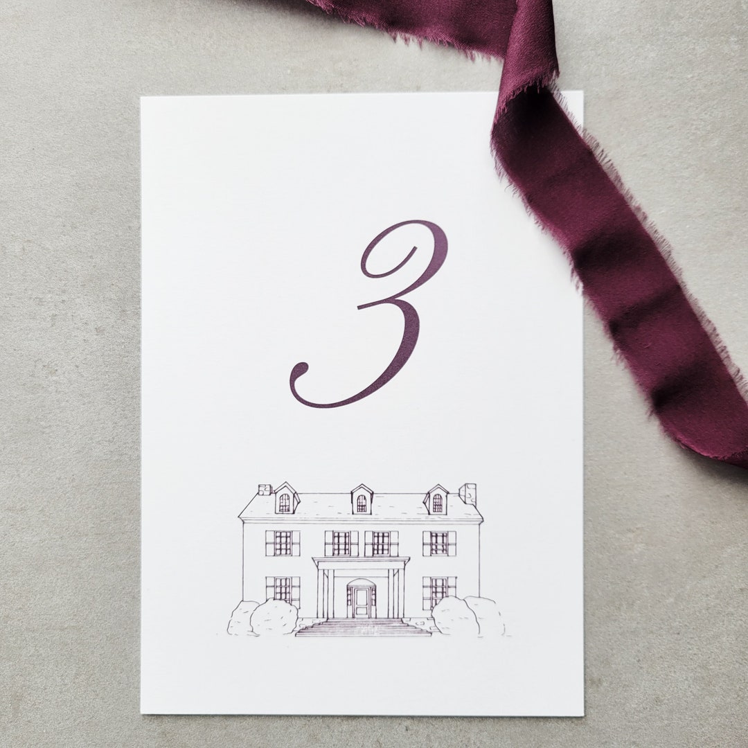 Custom Venue Drawing Wedding Table Numbers, Venue Illustration, Wedding ...